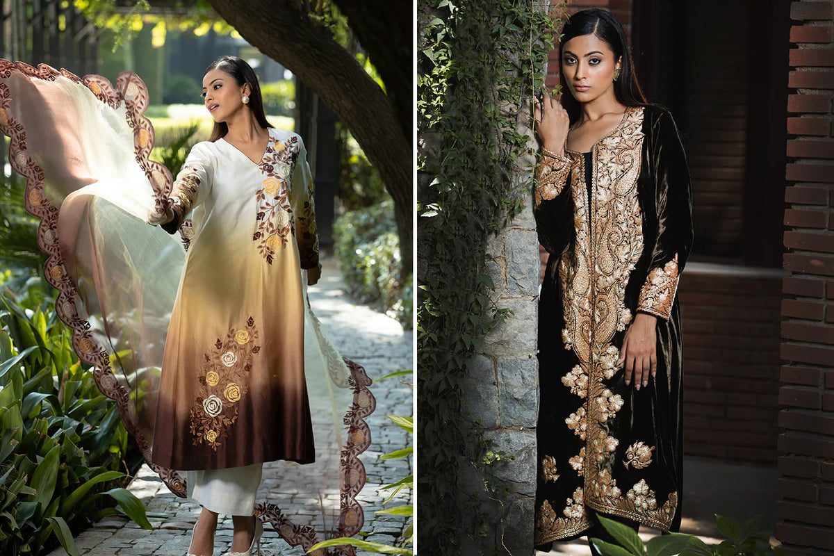 Kashmiri Attire in Mocha Mousse | Luxuries of Kashmir – Luxuries Of Kashmir